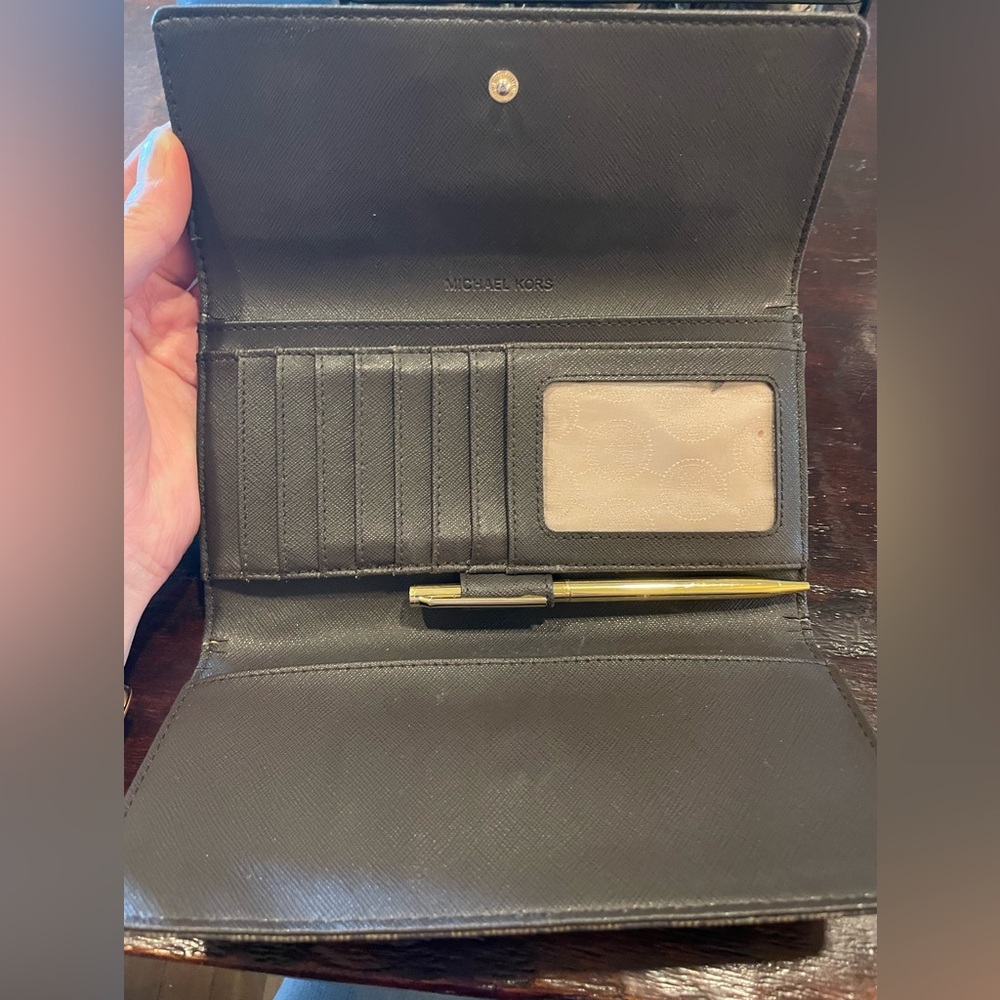 Michale Kors Jet Set Logo Tri Fold Checkbook Wallet - Gem